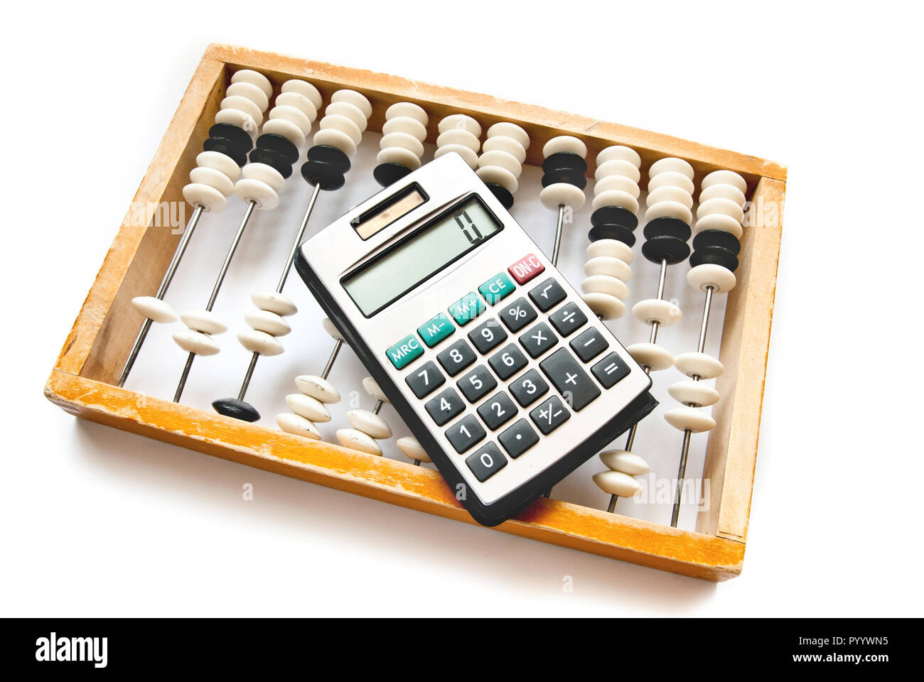 old abacus isolated on a white background Stock Photo - Alamy