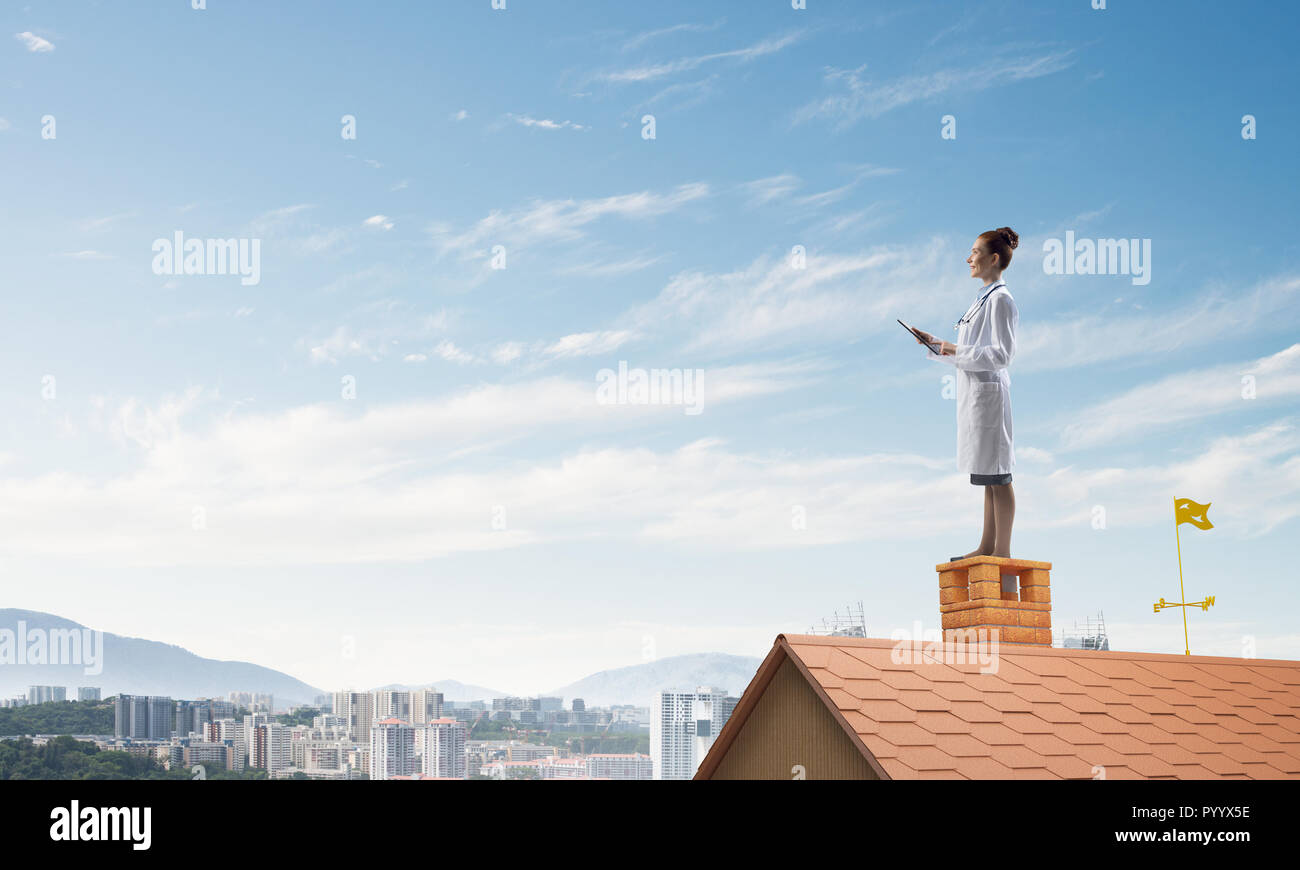 Woman doctor is ready to help the whole city Stock Photo - Alamy