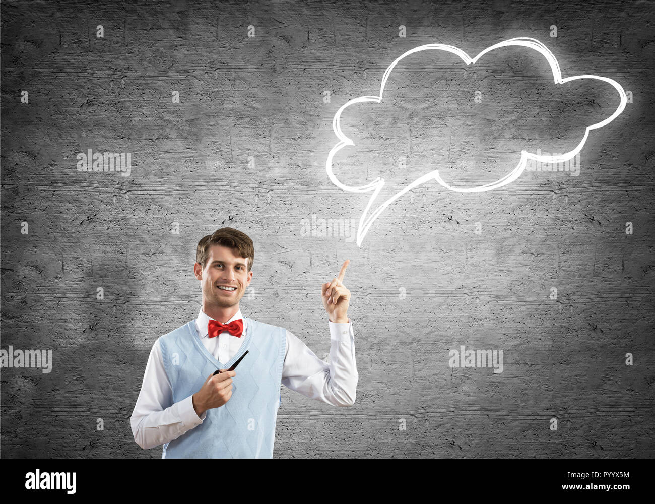 Elegant banker wearing red tie and cloud as idea concept Stock Photo ...