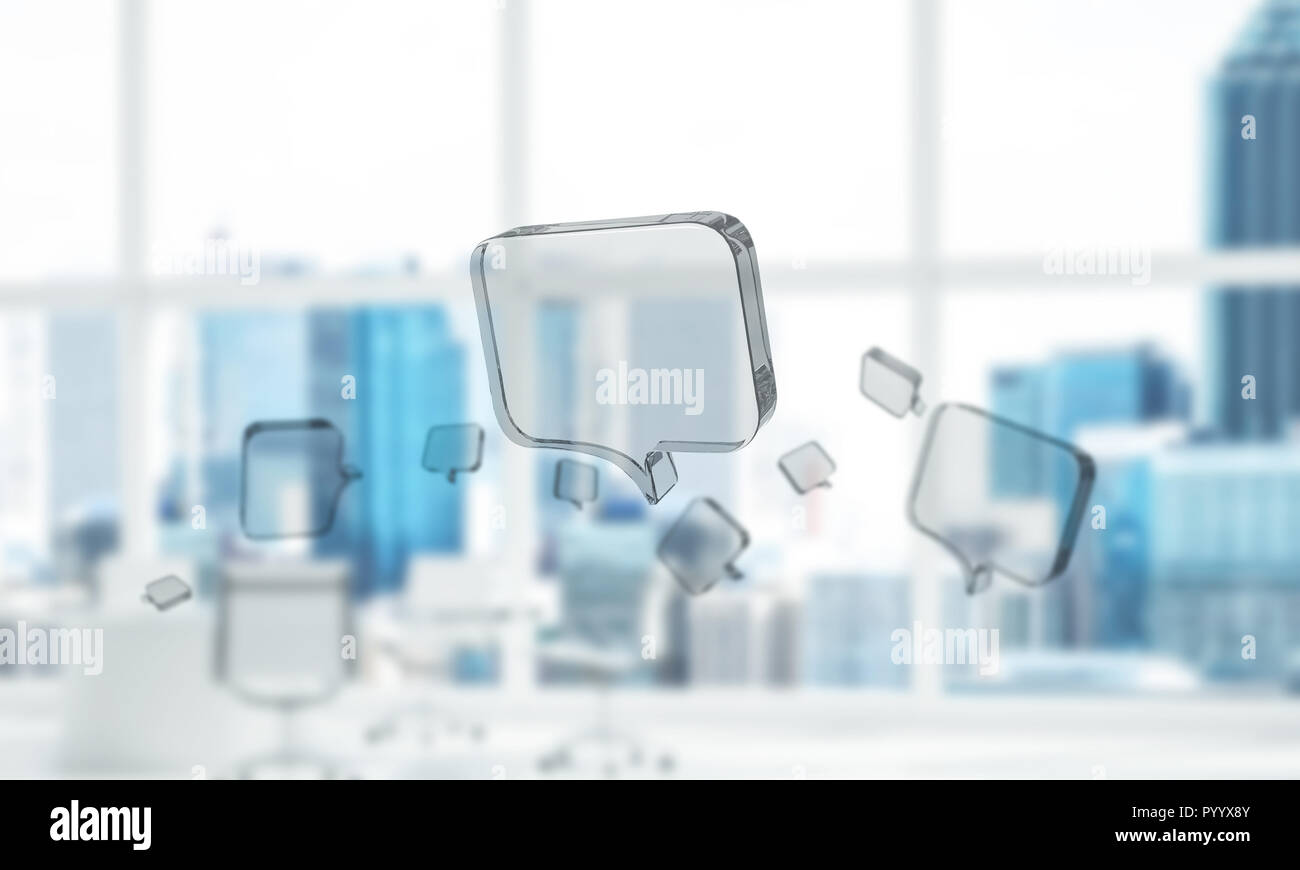 Concept of communication by glass empty chat icon on office back Stock ...