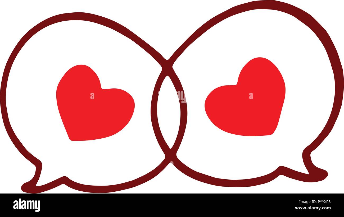 Two red Heart in speech bubbles vector Stock Vector Image & Art - Alamy