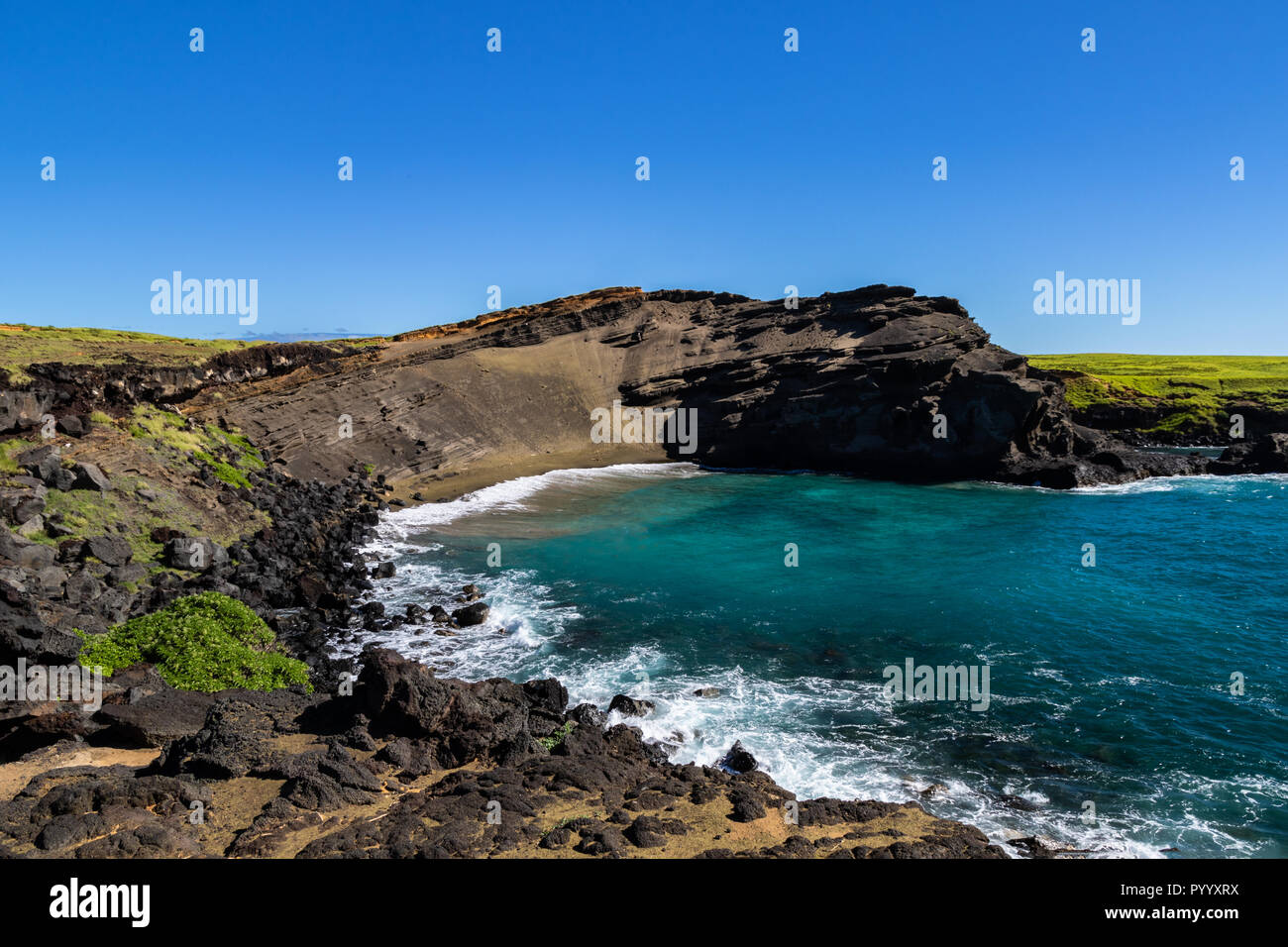 Green sand beach (papakolea) near South Point on Hawaii's Big Island ...