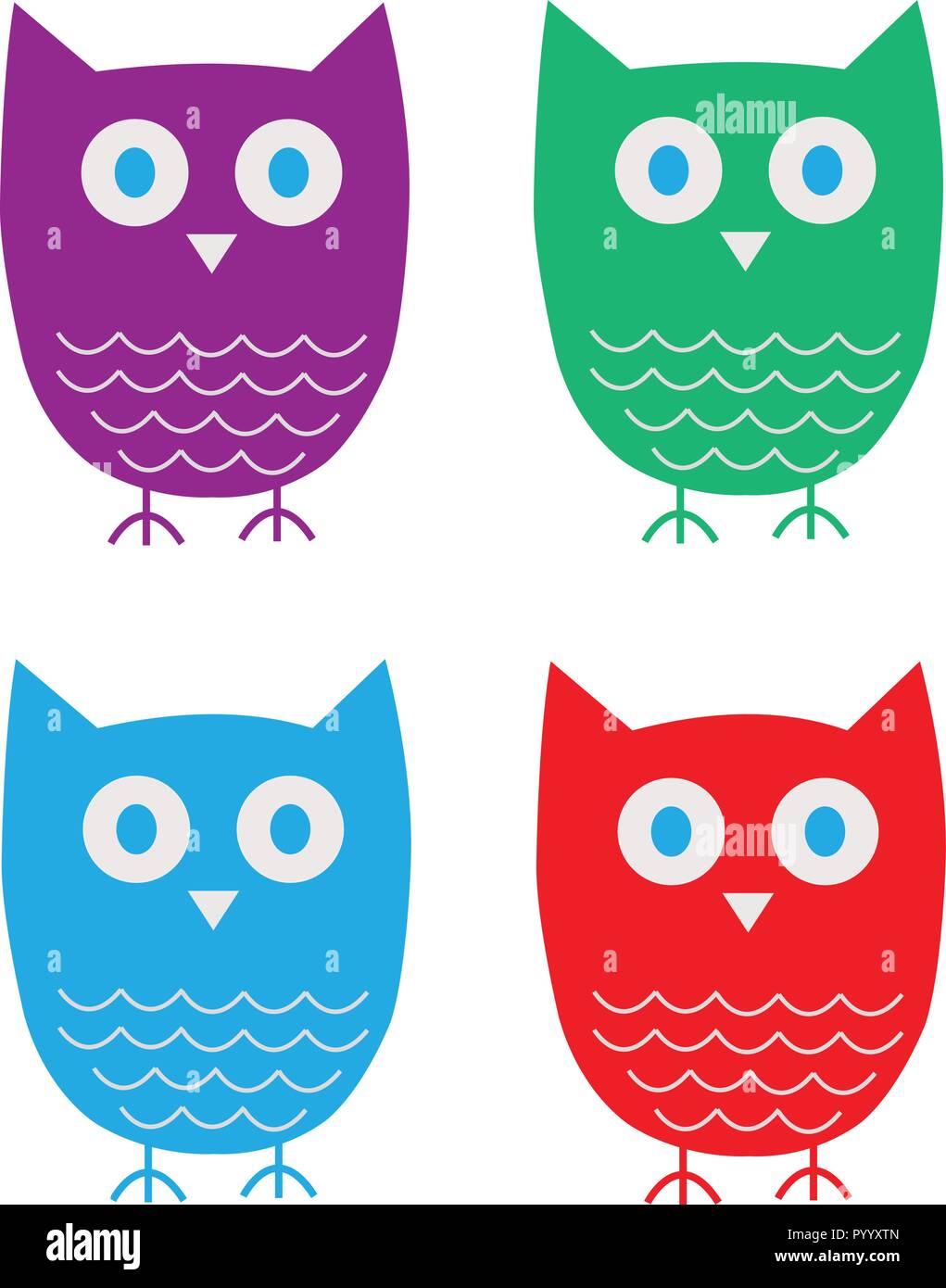Four cute vector owls of different colors Stock Vector Image & Art - Alamy