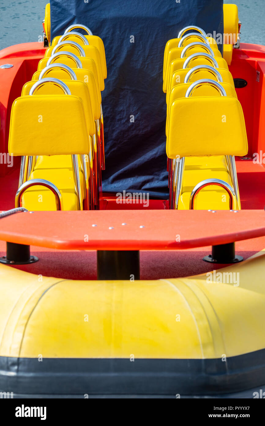 seats of fun speed boat Stock Photo - Alamy