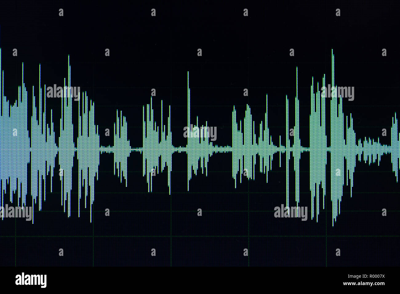 Audio sound wave studio editing computer program screen showings sounds ...