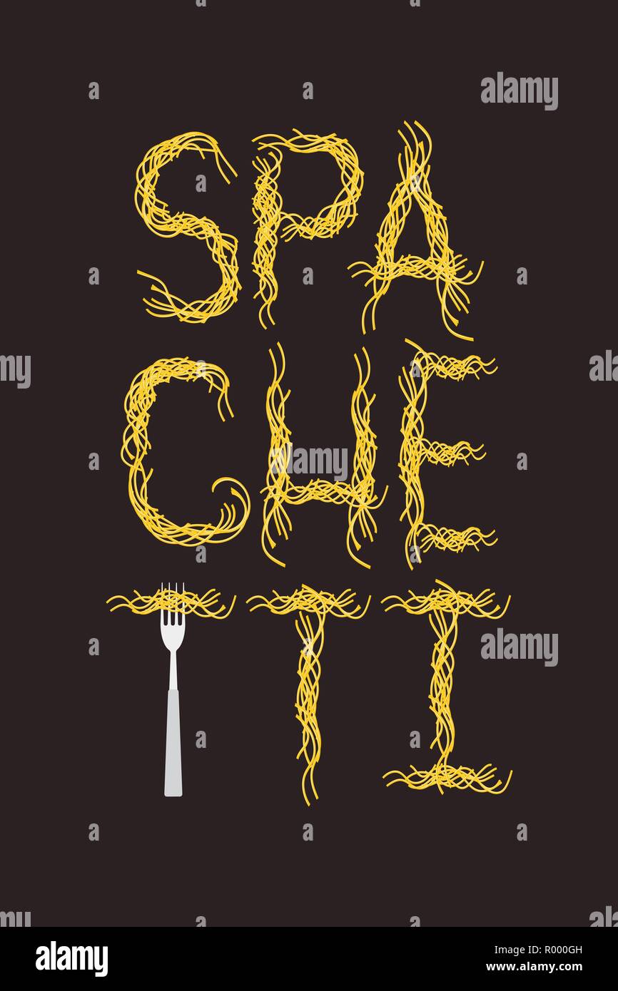 National Spaghetti Day. Spaghetti Word - Pasta and Fork Stock Vector ...