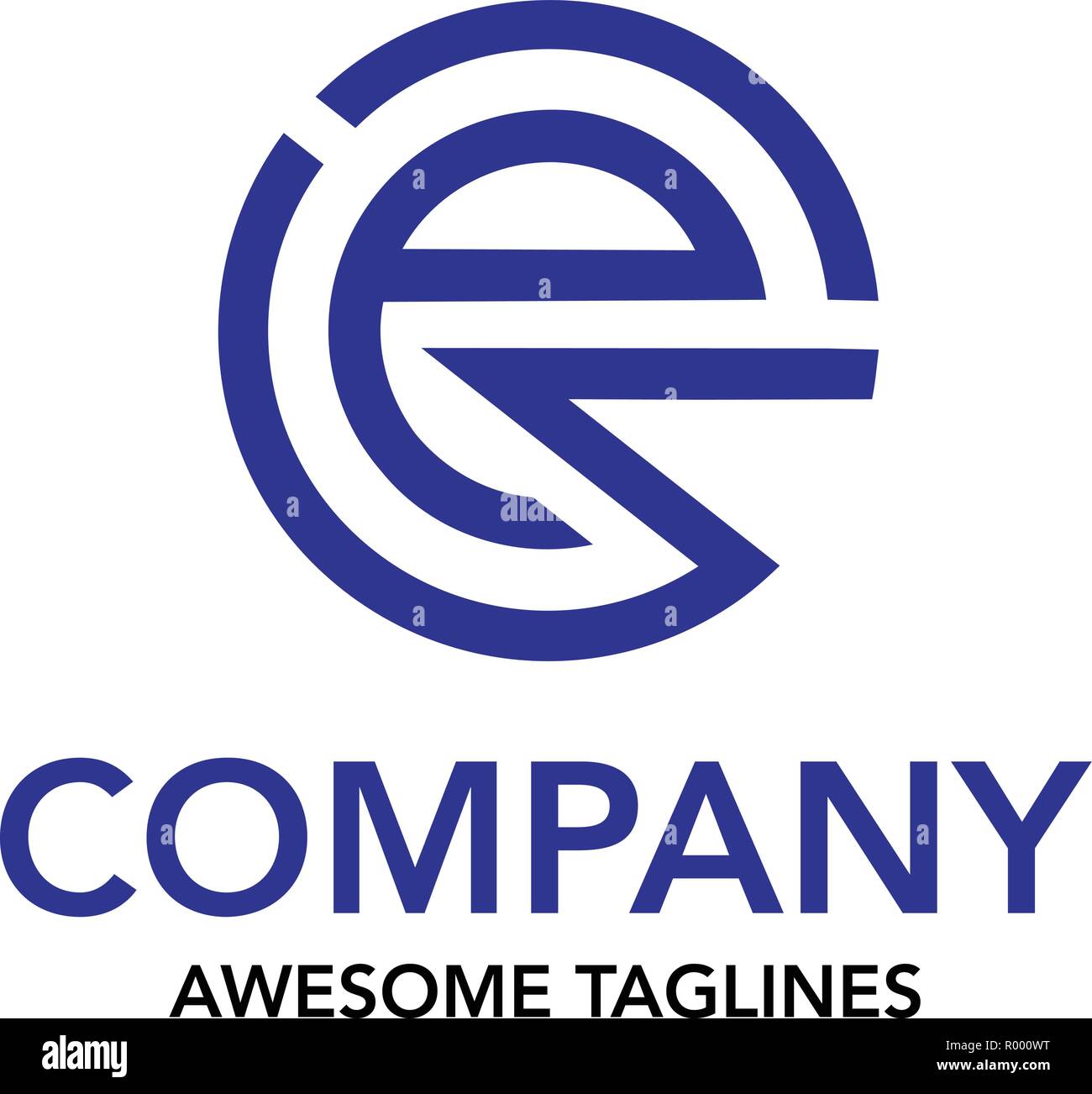 creative initial letter e circle color logo vector, linear circle ...