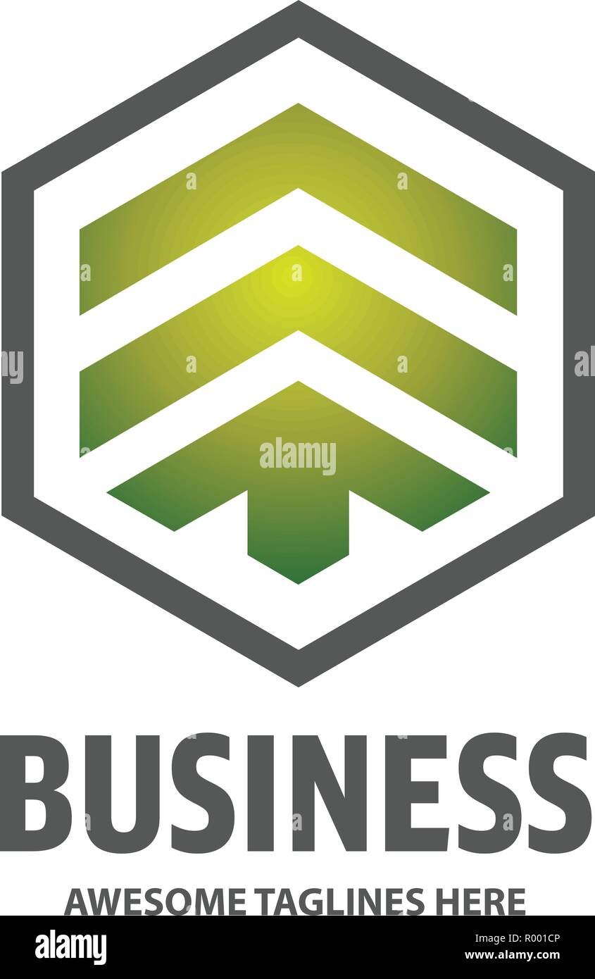 hexagon box arrow, abstract polygon logo template. logistic delivery courier transport service ...