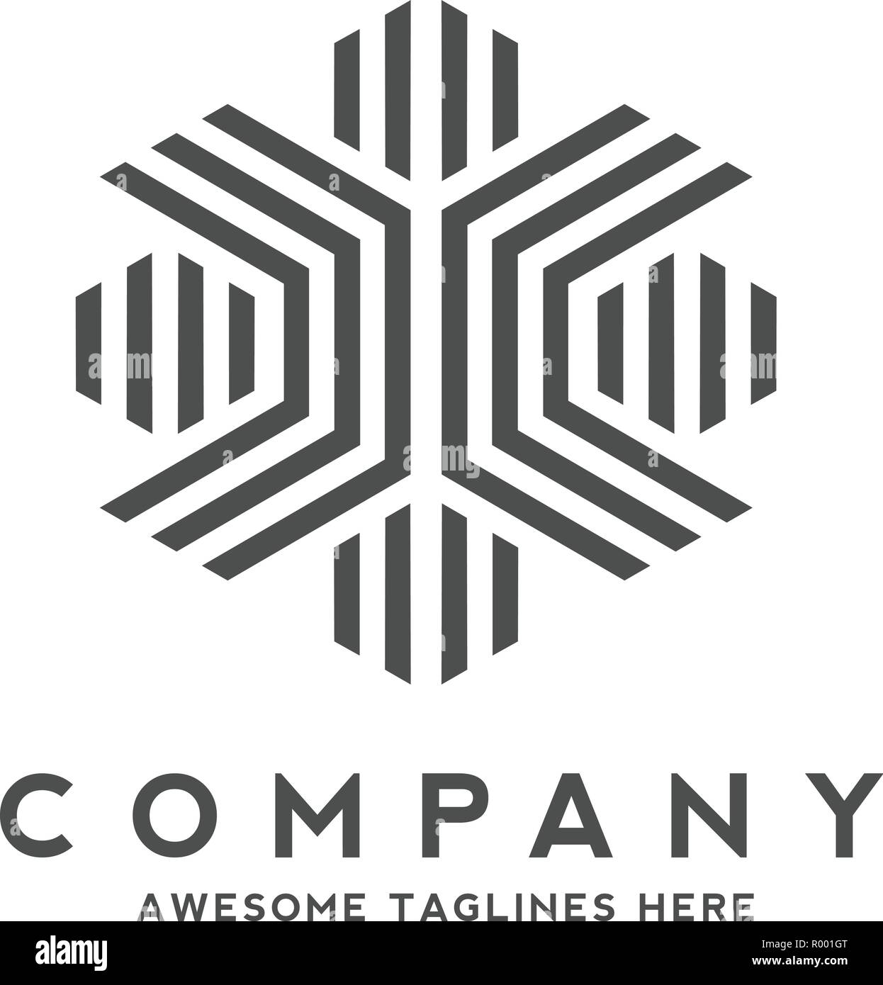creative geometric lines as hexagon vector logo concept illustration ...