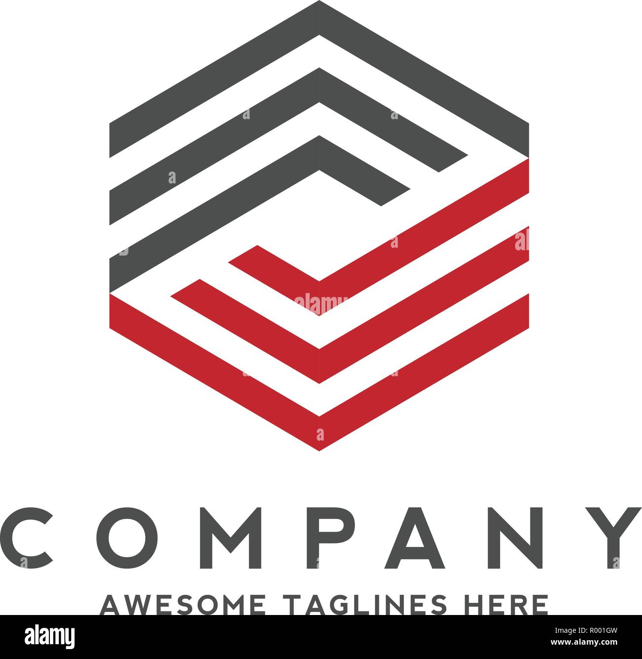 creative geometric lines as hexagon vector logo concept illustration ...