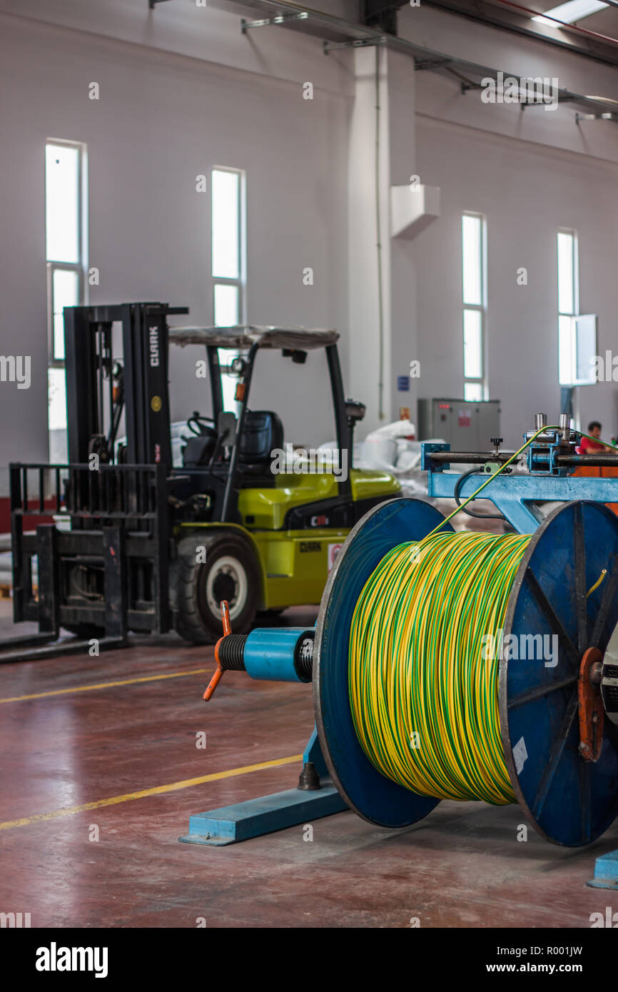 Cable Manufacturing Factory Interior Stock Photo - Alamy