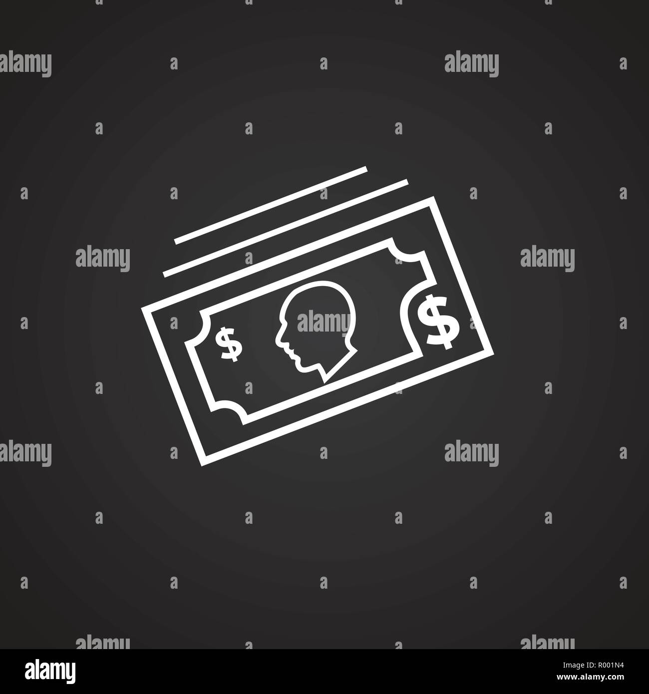 Cash money thin line on black background icon Stock Vector Image & Art ...