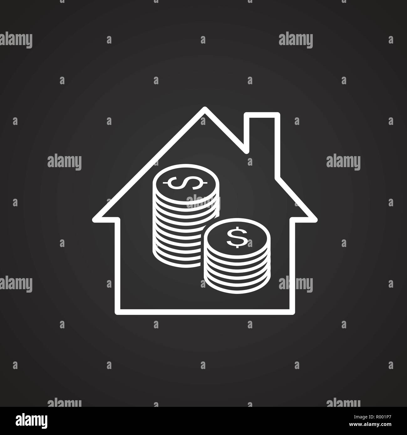 Money home saving thin line on black background icon Stock Vector Image ...