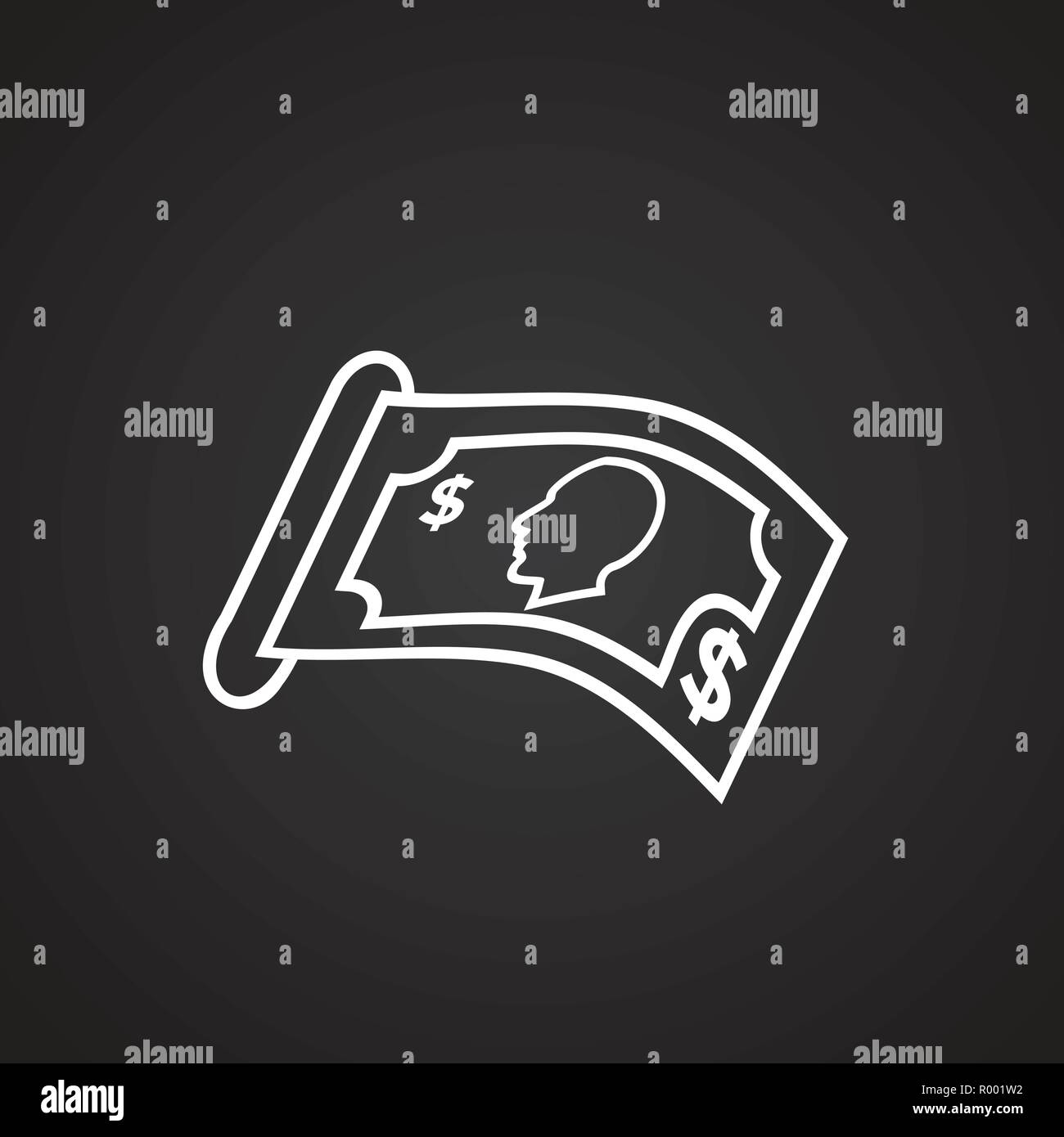 Money cash withdraw thin line on black background icon Stock Vector ...