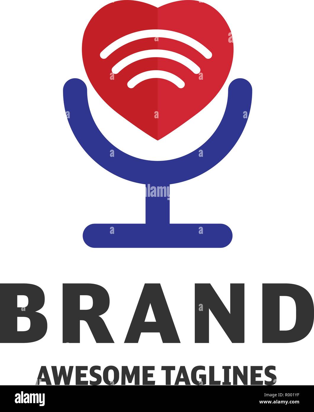 Vector heart and WiFi logo combination. Love and signal symbol or icon ...