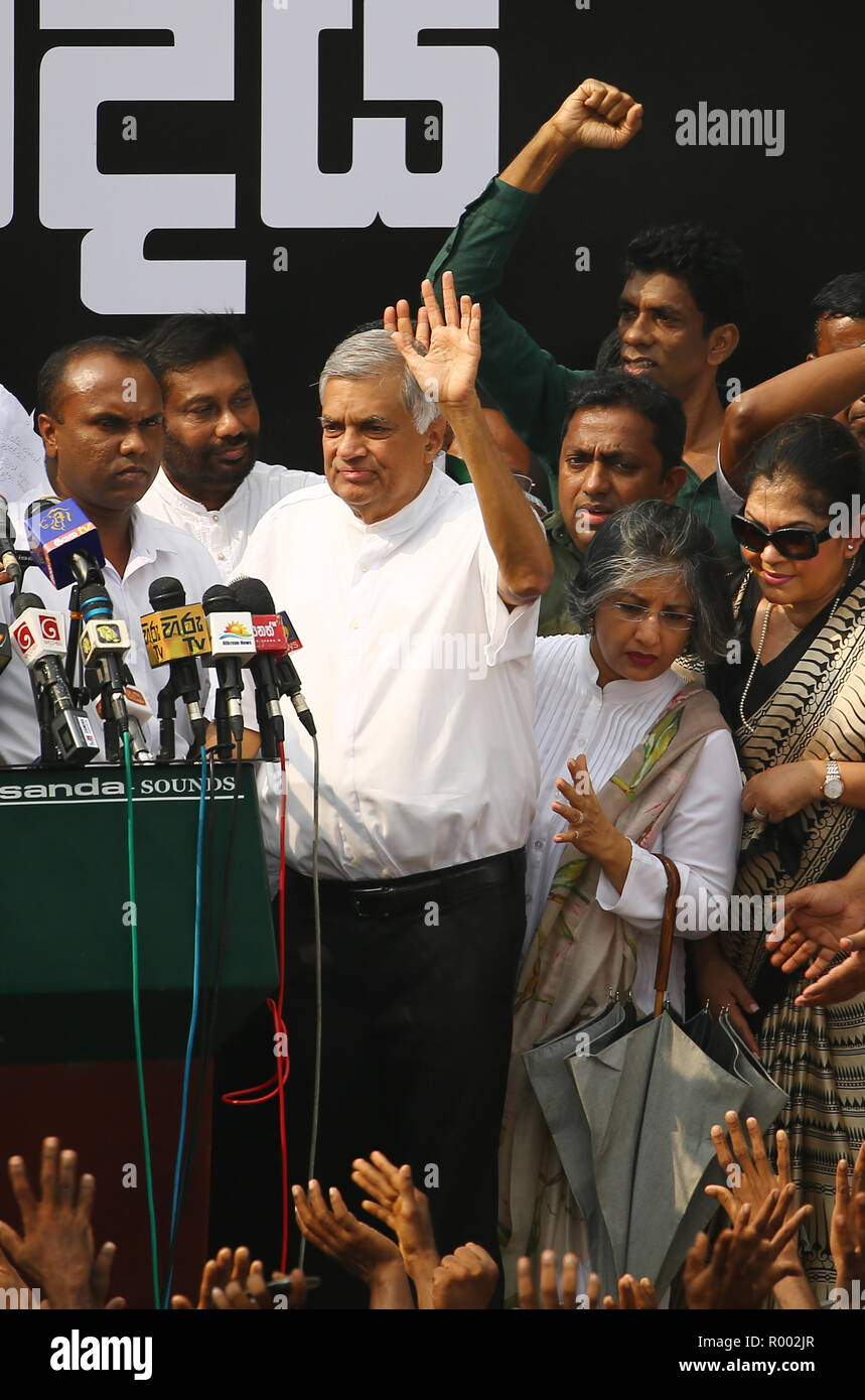 Colombo, Sri Lanka. 30th Oct, 2018. Sri Lanka's ousted Prime Minister ...