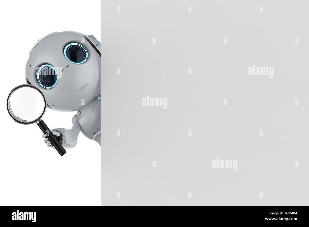 Automatic search with 3d rendering robot hold magnifying glass Stock Photo - Alamy