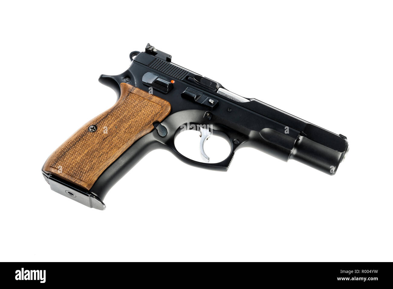 isolated contemporary black gun on a white background Stock Photo - Alamy