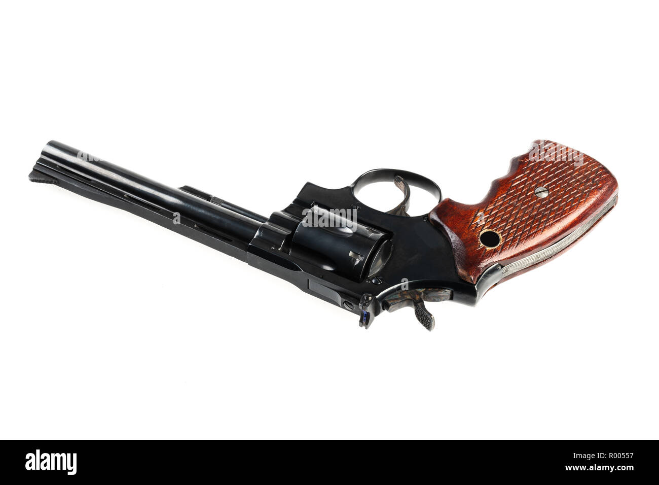 isolated used old black revolver on a white background Stock Photo - Alamy