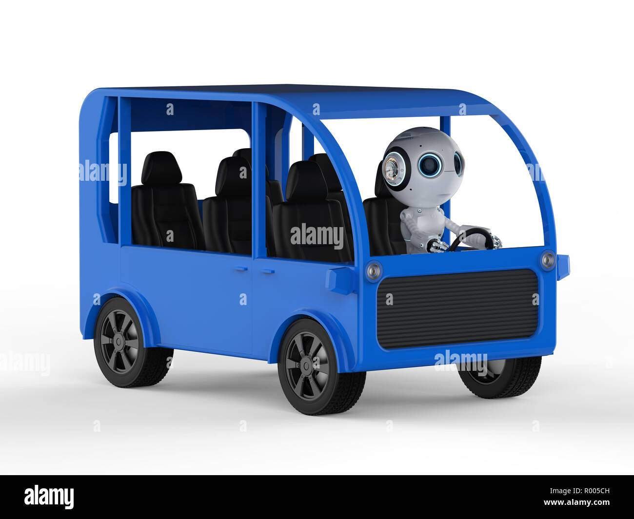 Transportation technology concept with 3d rendering robot driving mini ...