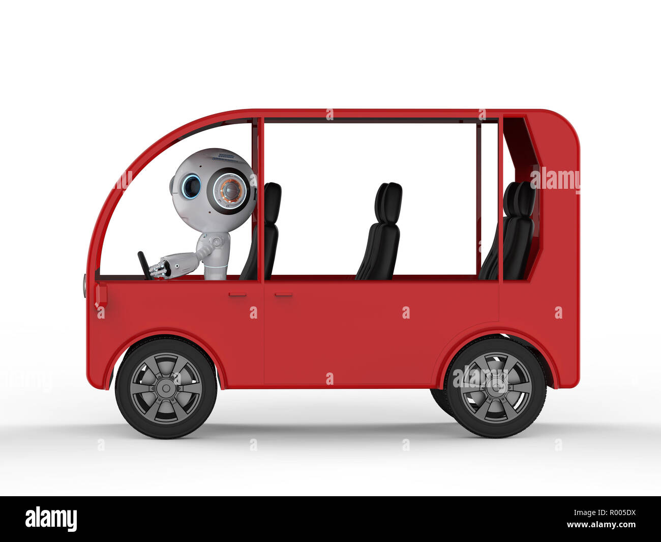 Transportation technology concept with 3d rendering robot driving mini ...