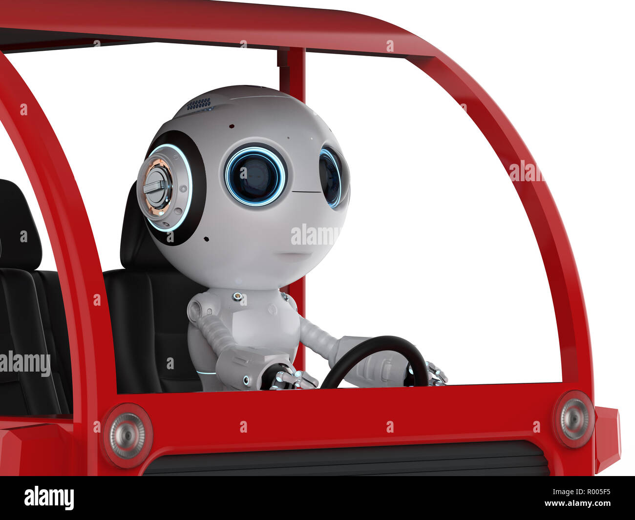 Transportation technology concept with 3d rendering robot driving mini ...