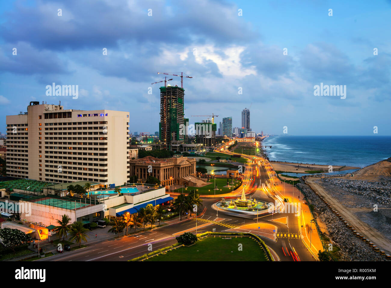 Aerial view of Colombo, Sri Lanka modern buildings with coastal ...