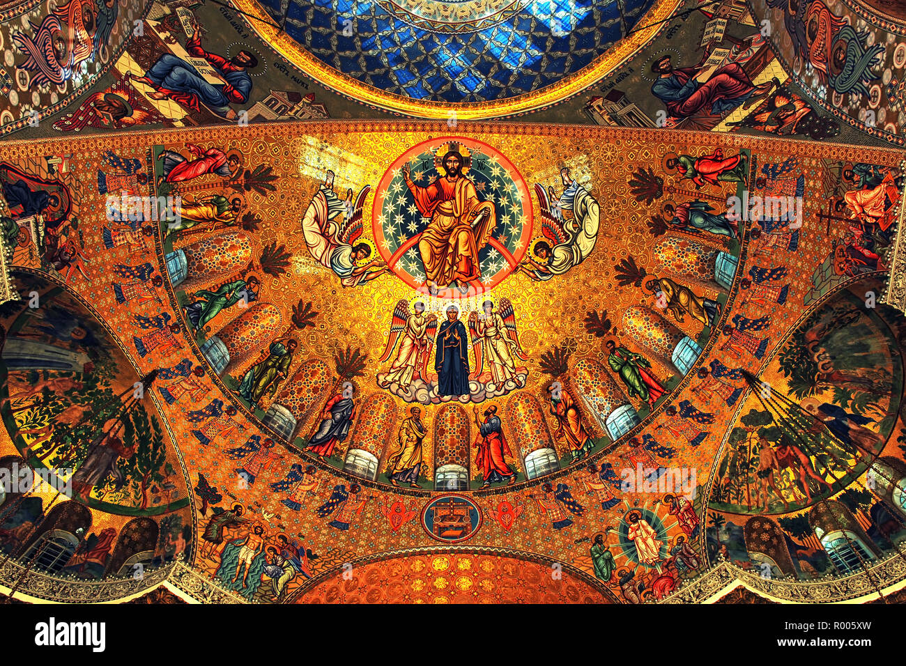 KRONSTADT, RUSSIA - JANUARY 6, 2015: Interior Neo-Byzantine decoration ...