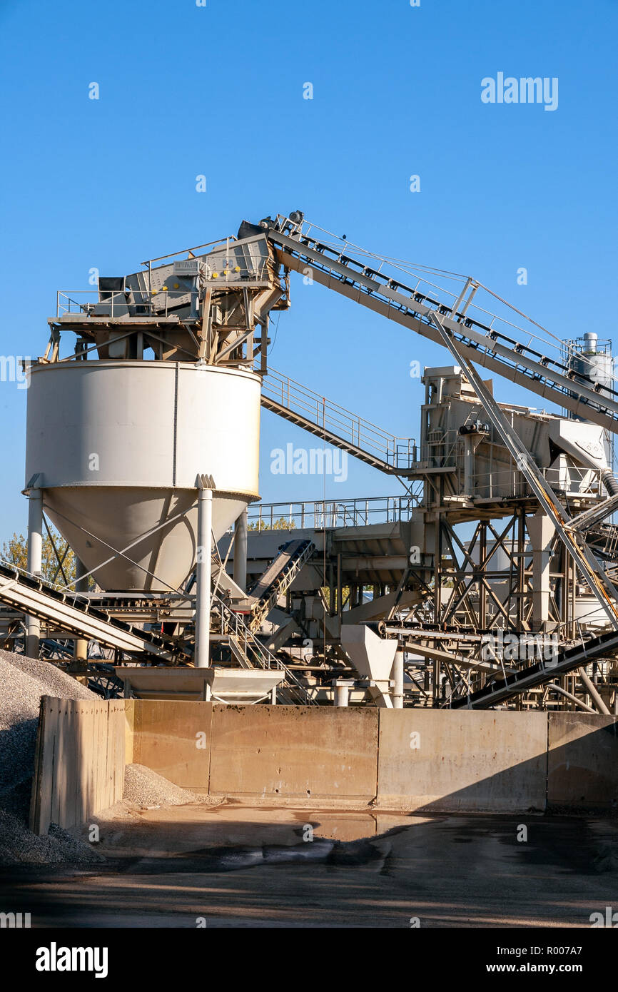 Construction industry concrete plant structure on a clear blue sky ...