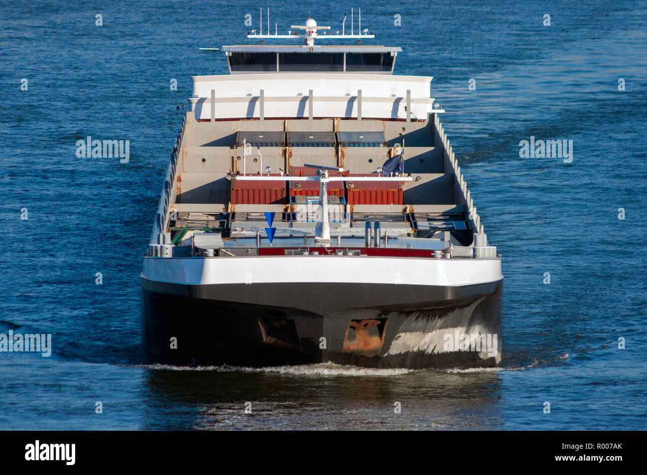 Barge shipping containers on the German Rhein river Stock Photo - Alamy