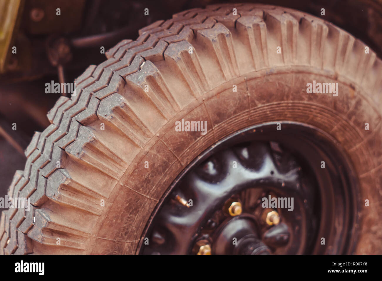 old Winter tyres in extreme cold temperature Stock Photo - Alamy