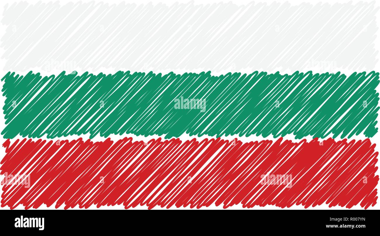 Hand Drawn National Flag Of Bulgaria Isolated On A White Background ...