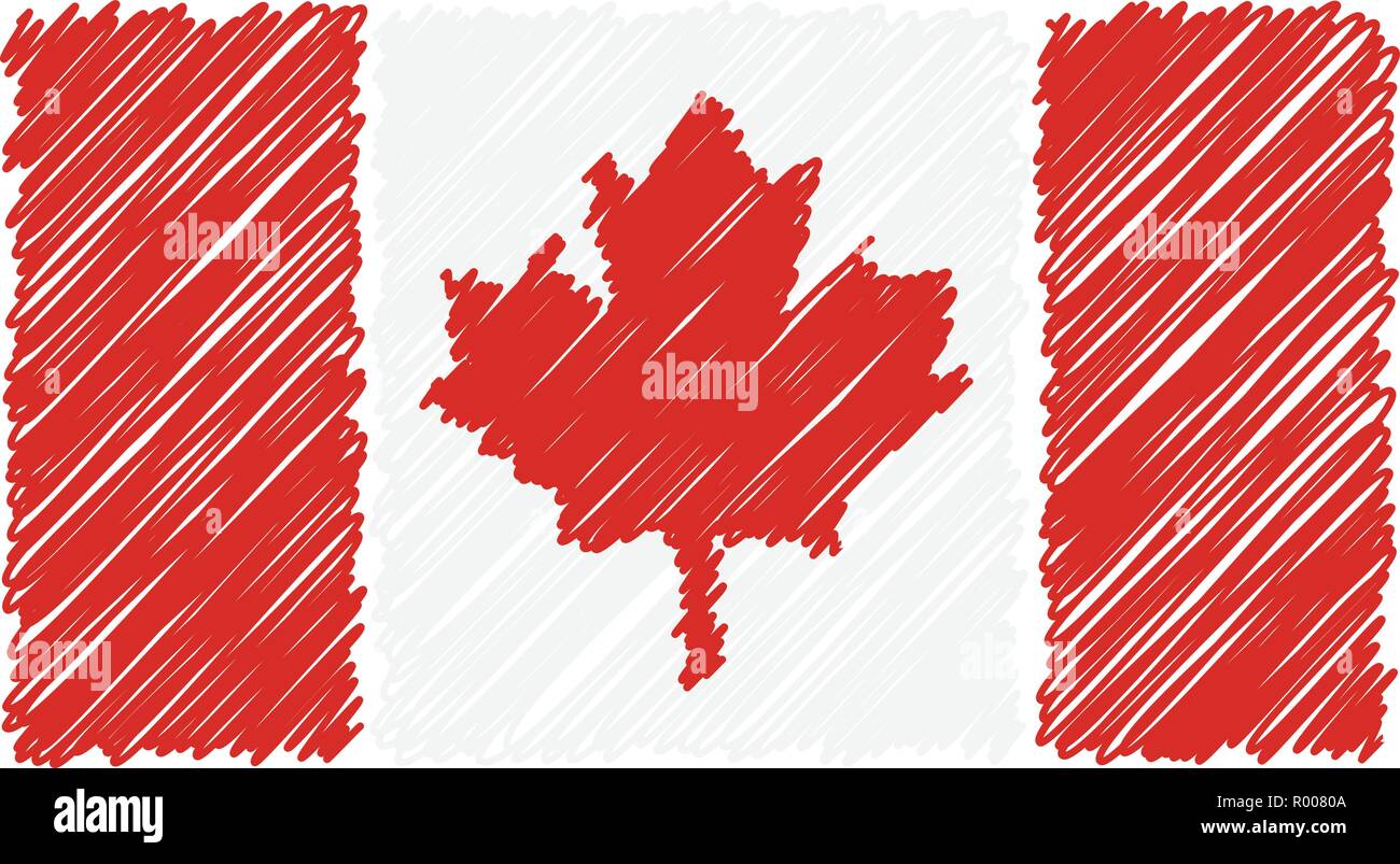 Hand Drawn National Flag Of Canada Isolated On A White Background ...