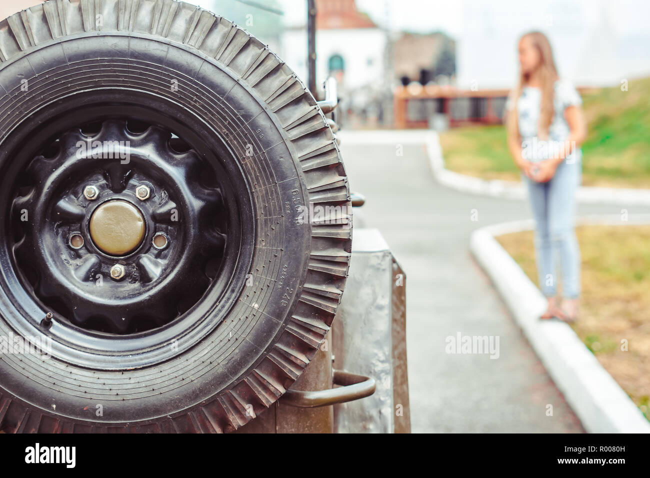 old Winter tyres in extreme cold temperature Stock Photo - Alamy