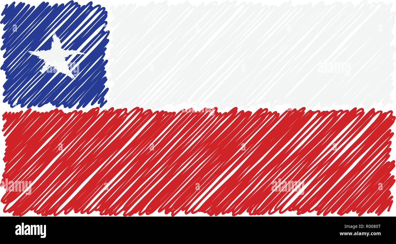 Hand Drawn National Flag Of Chile Isolated On A White Background ...