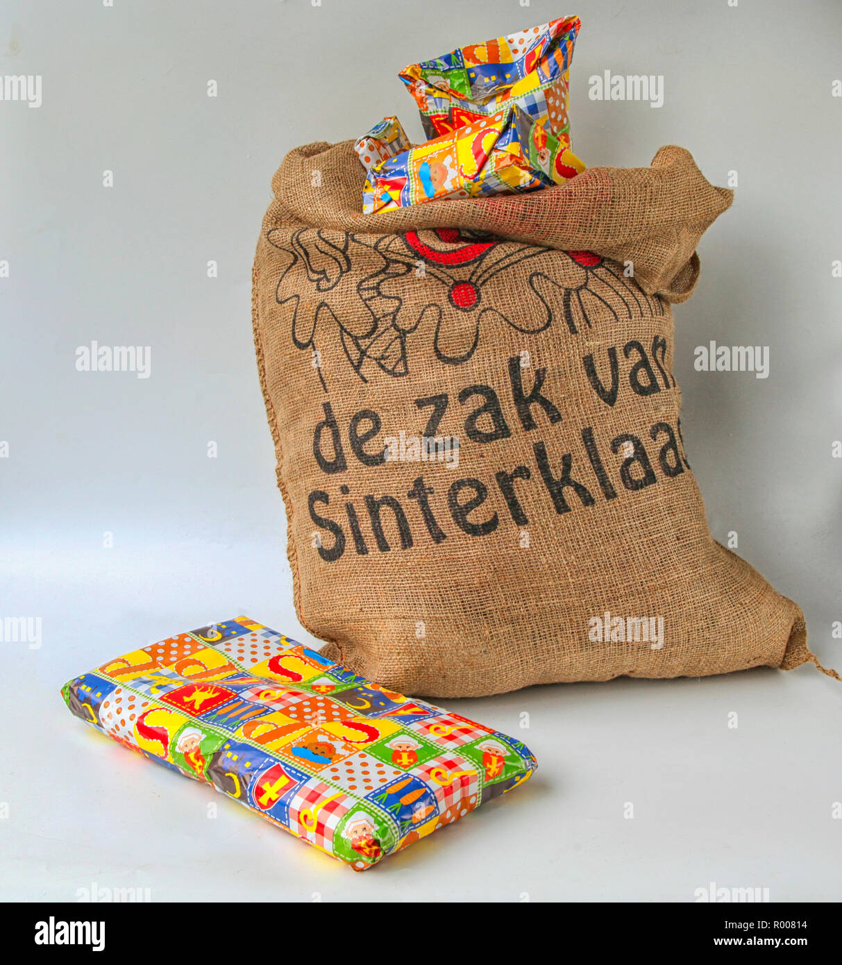Dutch Sinterklaas celebration with a big bag filled with presents Stock ...