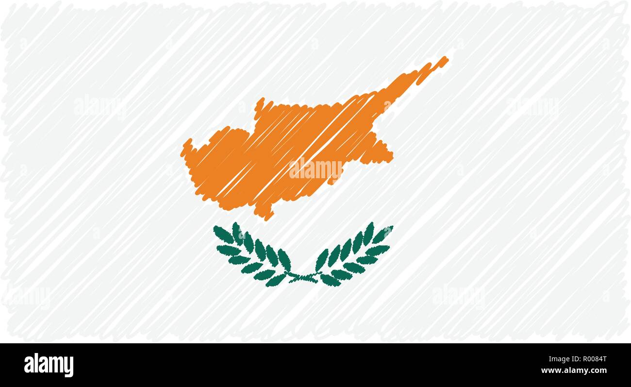 Hand Drawn National Flag Of Cyprus Isolated On A White Background ...