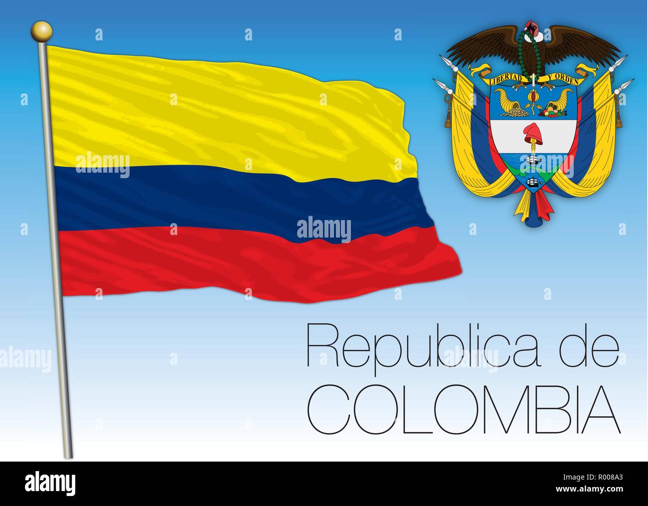 Republica de Colombia official flag, Colombia, south america, vector ...