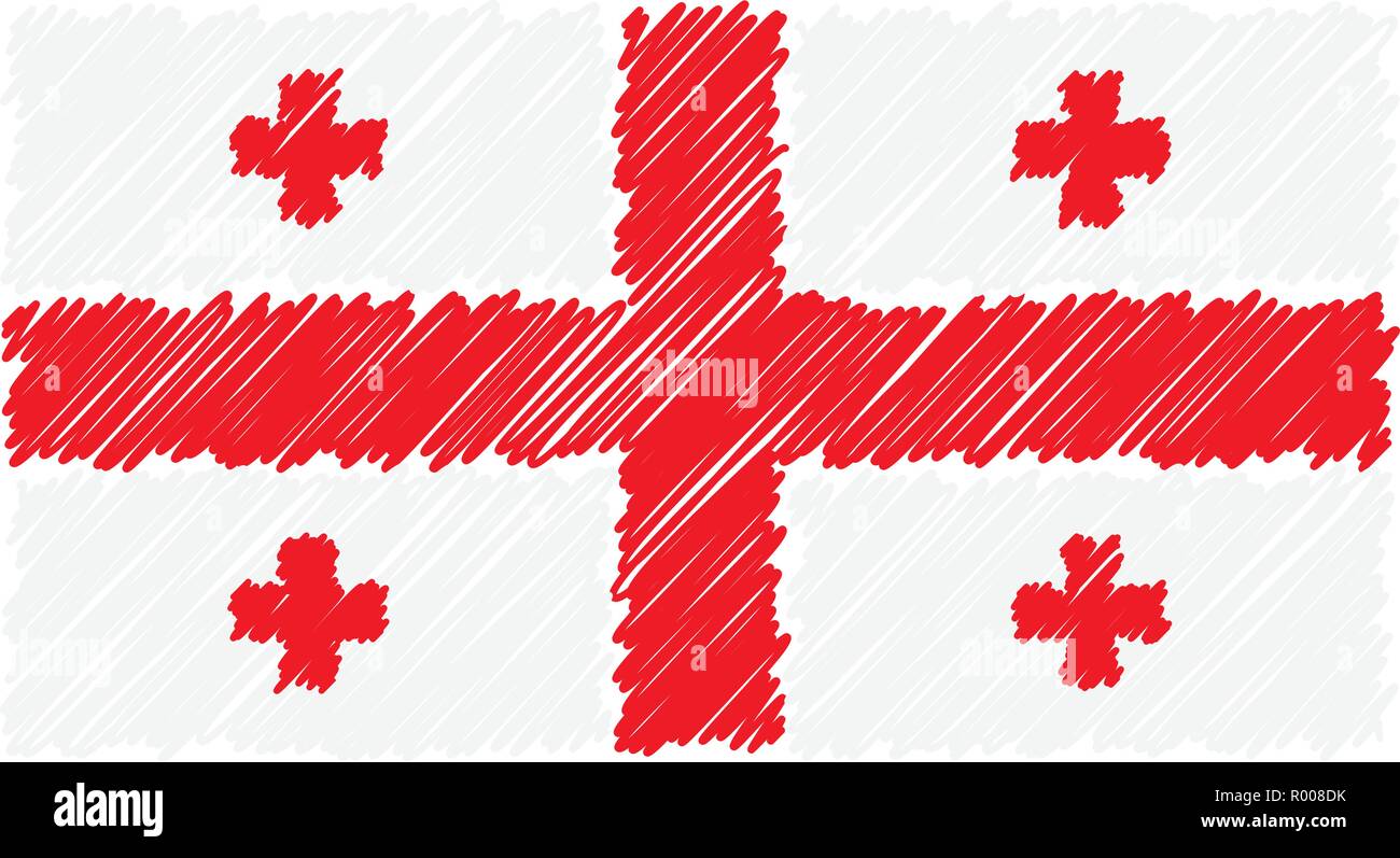 Hand Drawn National Flag Of Georgia Isolated On A White Background ...