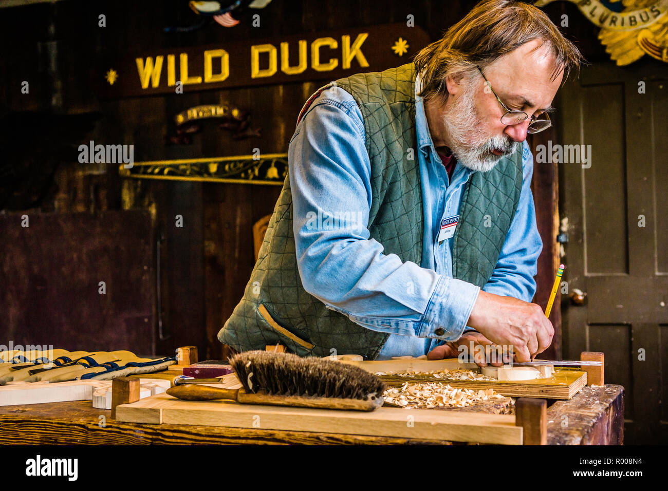 Sign Carver Mystic Seaport Mystic, Connecticut, USA Stock Photo - Alamy