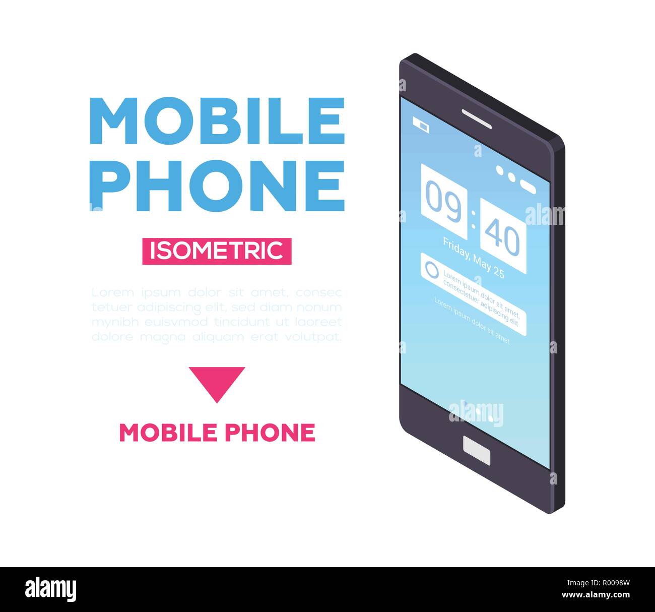 Mobile phone web banner - modern vector isometric illustration Stock ...