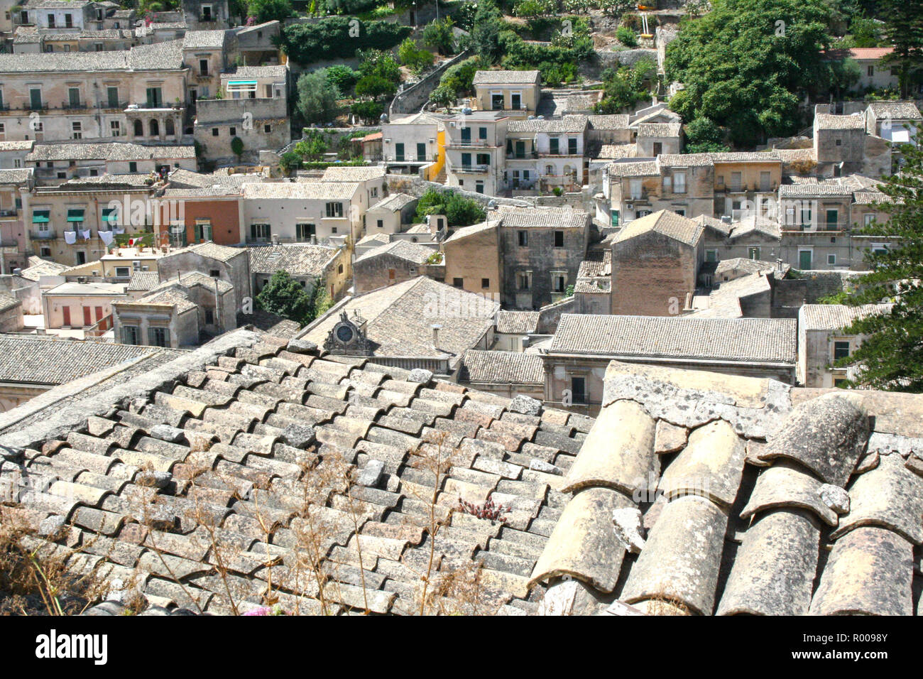 View of the old town of Modica and its late baroque buildings Stock ...