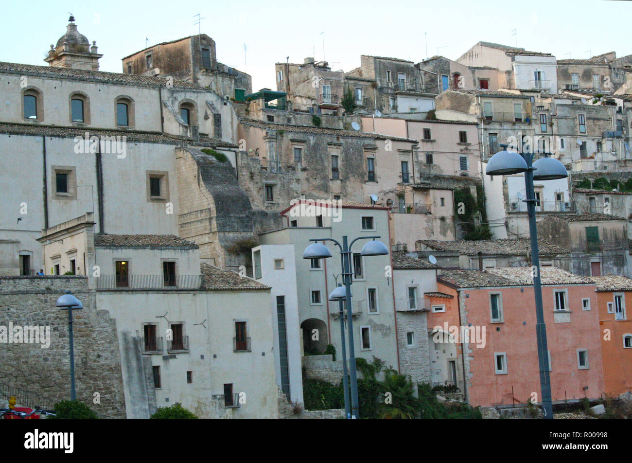 View of the old town of Modica and its late baroque buildings Stock ...