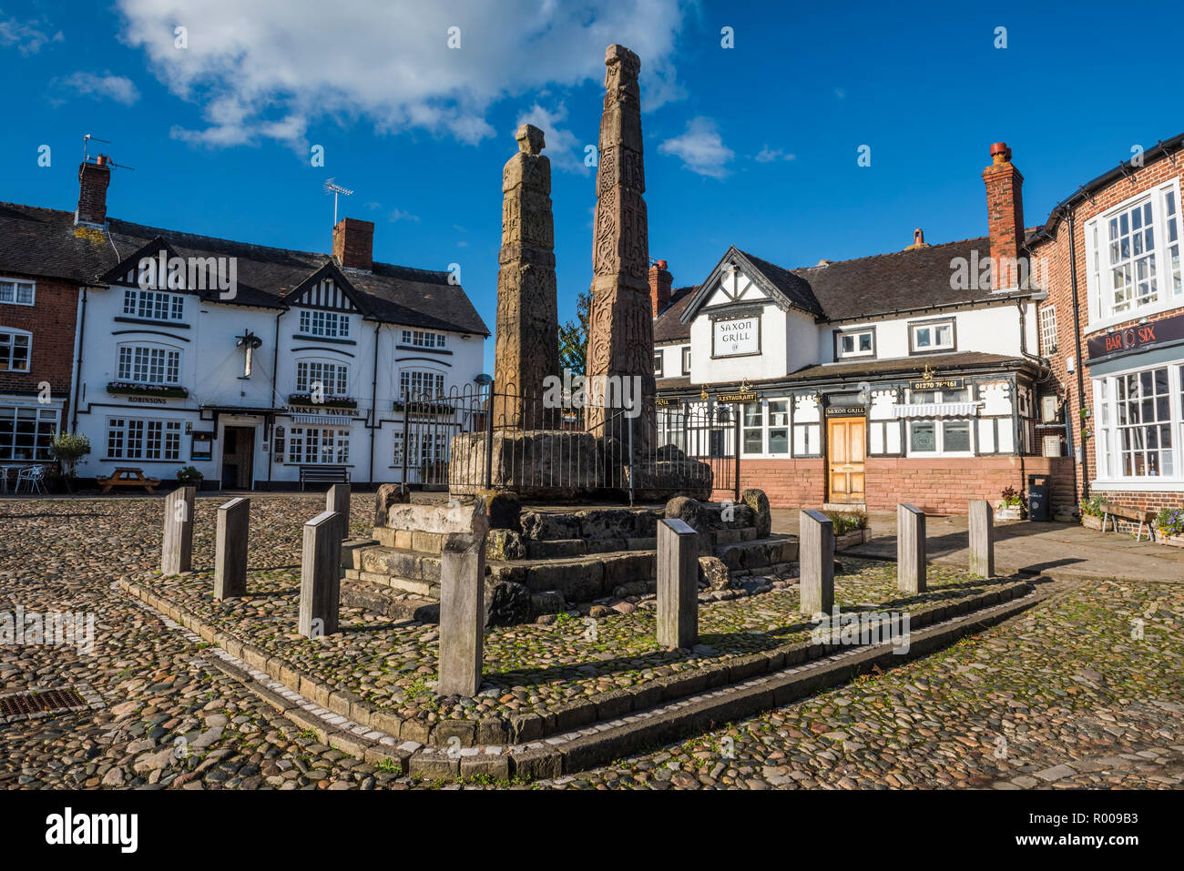 The Sandbach Crosses, Sandbach market square, Cheshire Stock Photo - Alamy