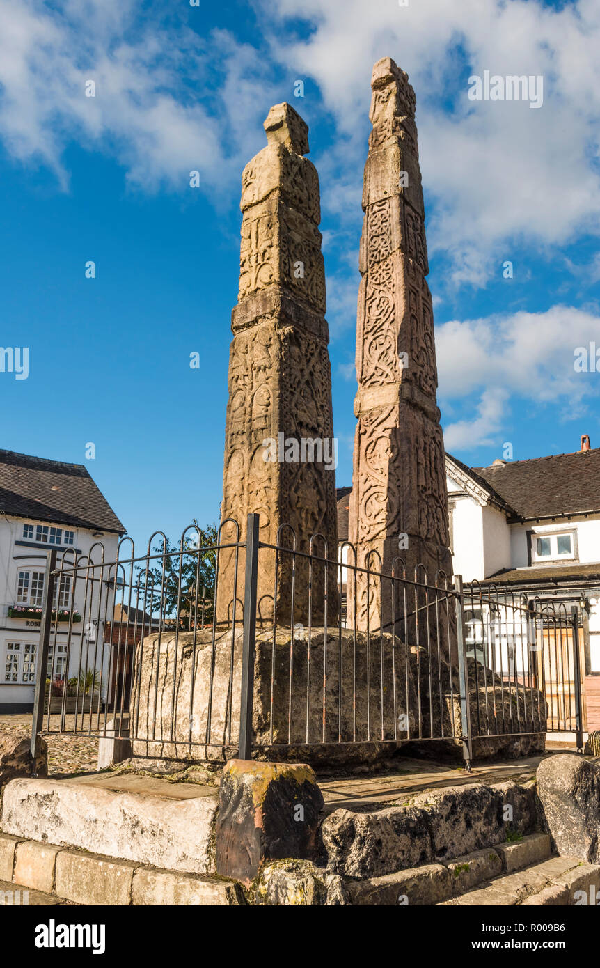 The Sandbach Crosses, Sandbach market square, Cheshire Stock Photo - Alamy