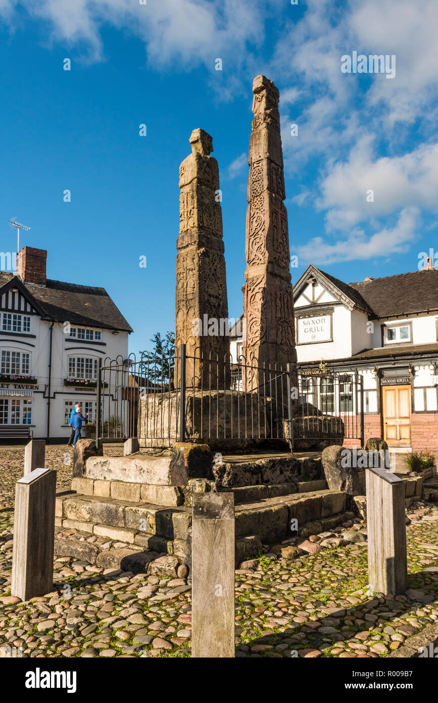 The Sandbach Crosses, Sandbach market square, Cheshire Stock Photo - Alamy