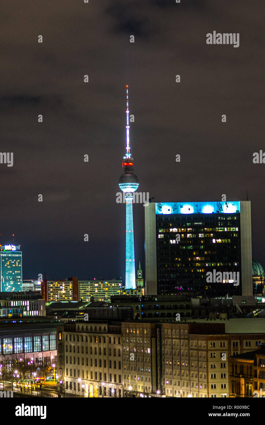 Berlin Tv Tower At Night High Resolution Stock Photography and Images ...