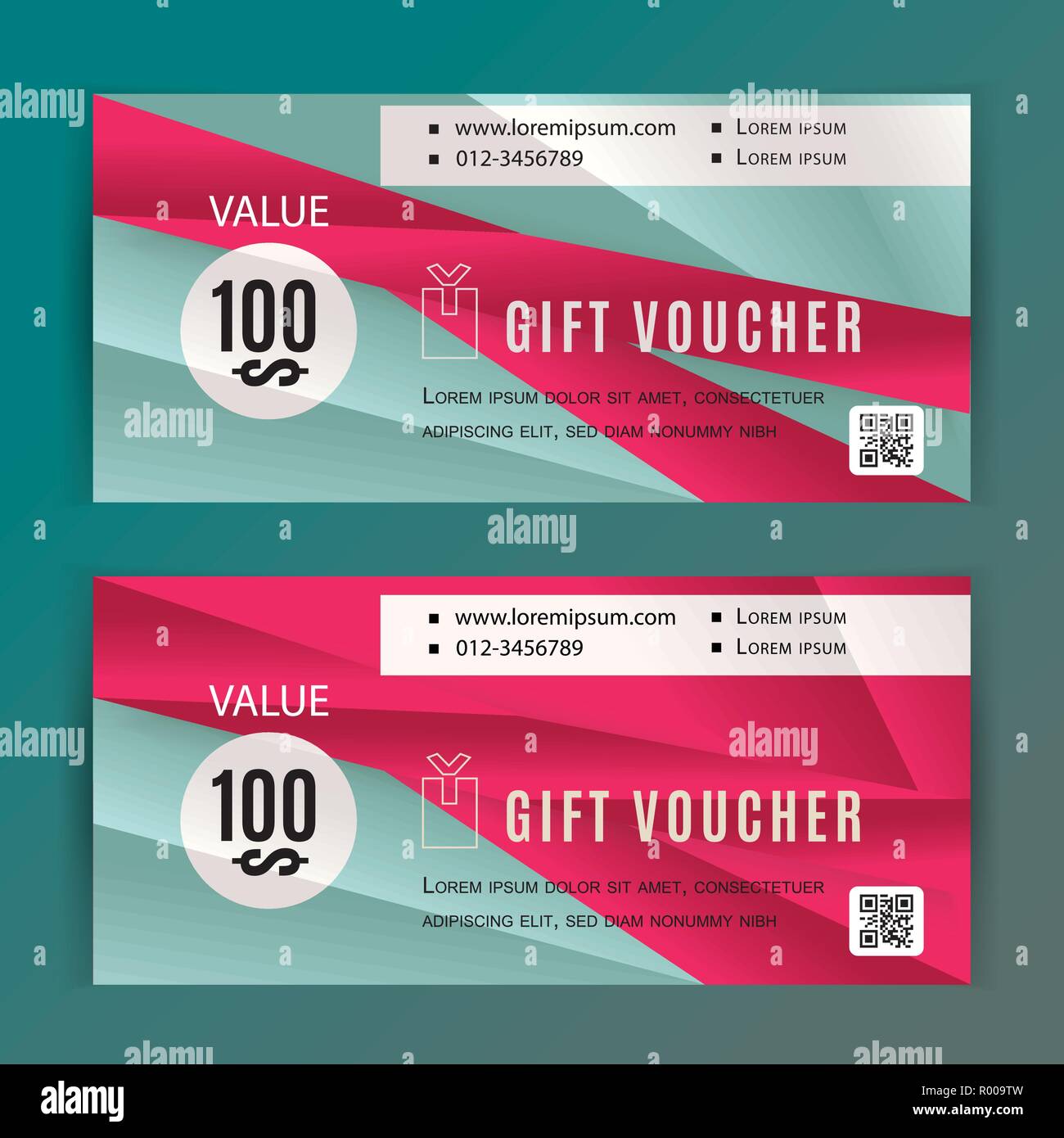 Vector gift voucher template. Universal flyer for business. Red ...