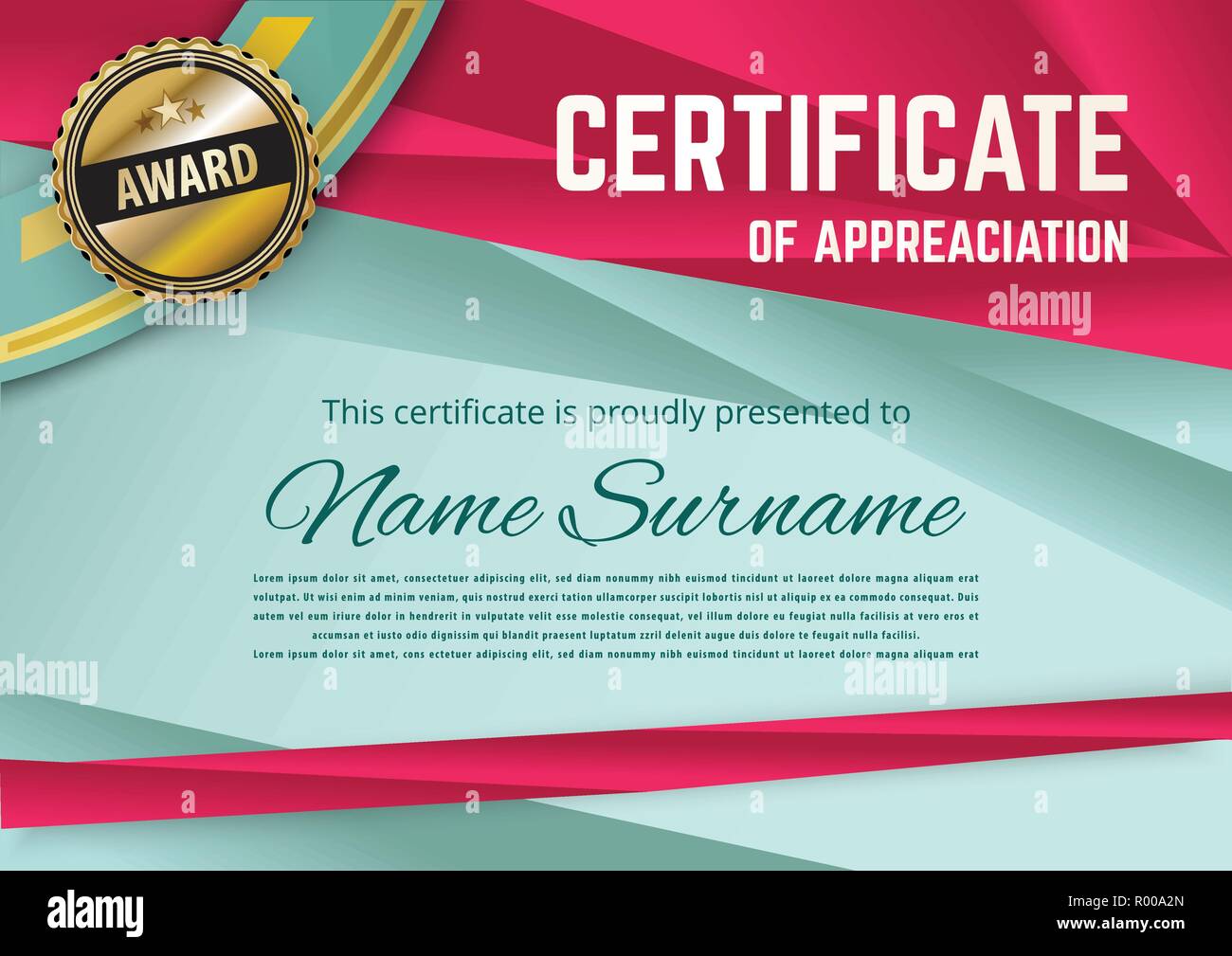 Official turquoise certificate with red triangles and red ribbon. For ...