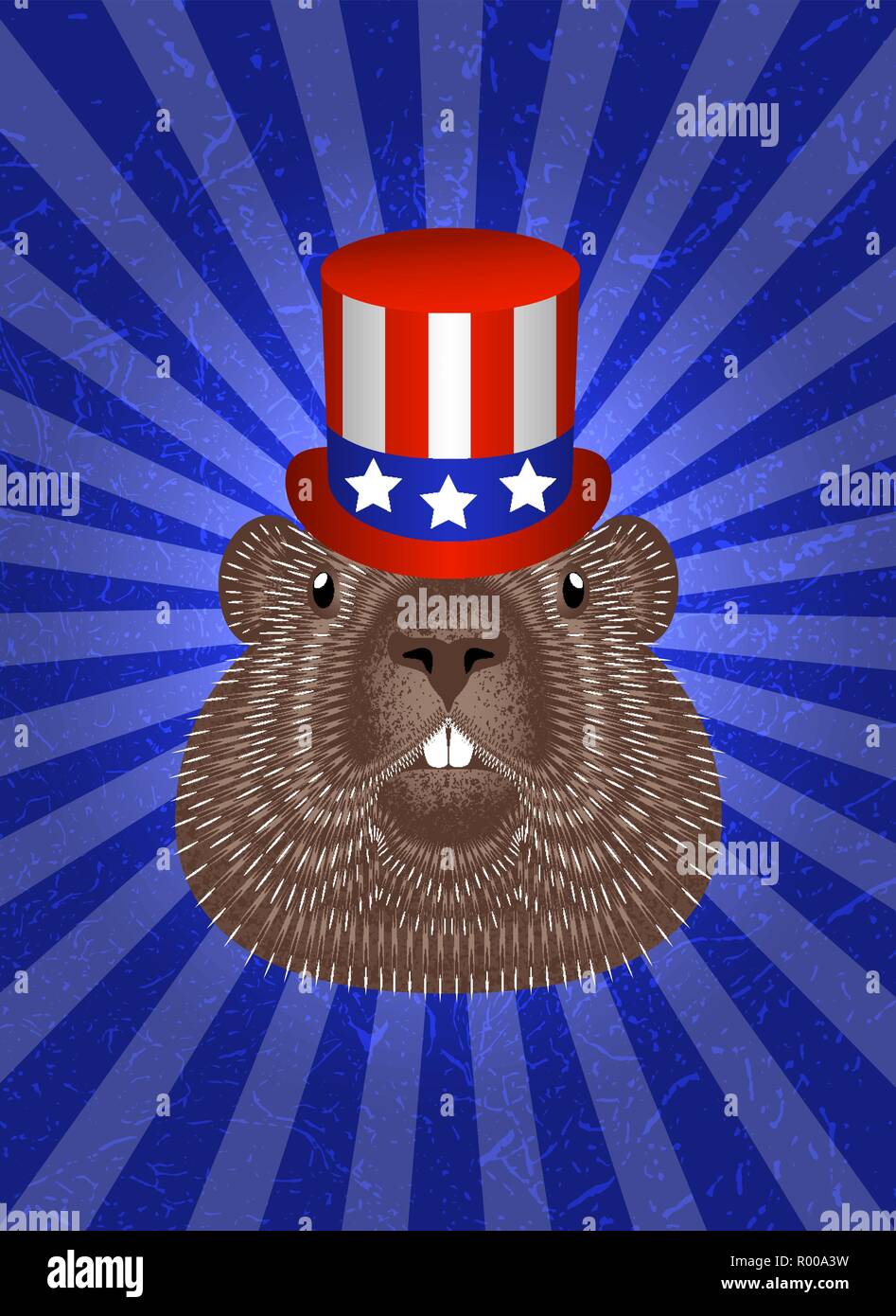 Groundhog Day. Concept National holiday in USA. Groundhog Head in Top ...